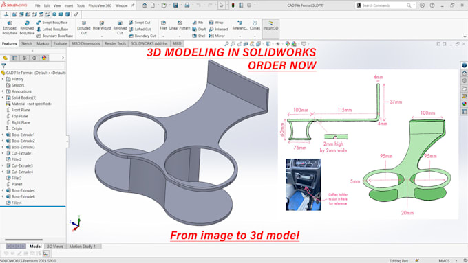 Sketch 2d design and 3d models for 3d printing using solidworks by ...