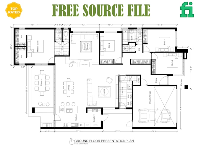 Draw your architectural floor plan in auto cad 2d by Imdadulrimon | Fiverr