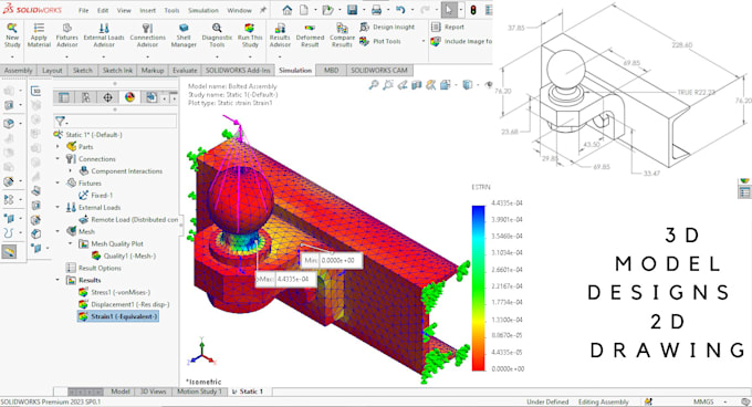 Do 3d cad model designs, cfd, fea analysis with solidworks, creo, catia, ansys by Abraham939 ...