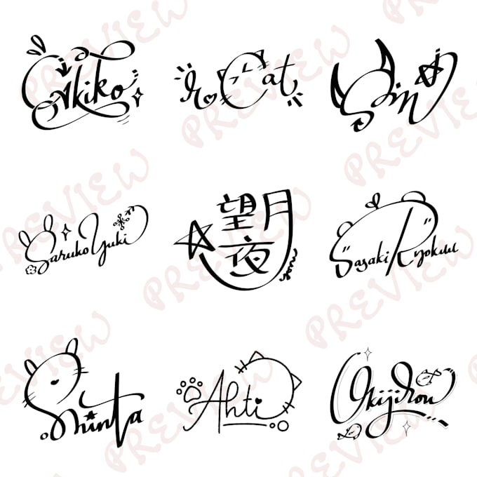Make a signature watermark for your character by Ainashino_an | Fiverr