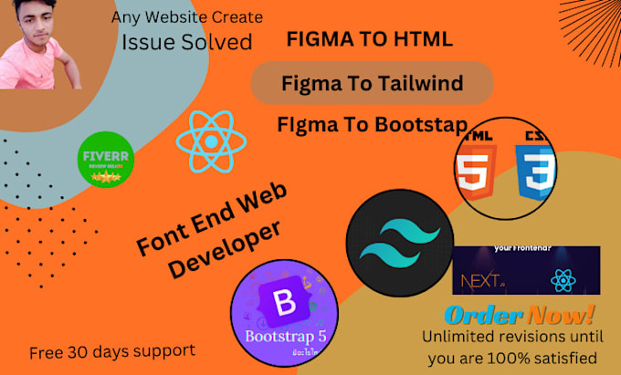 Convert Figma To Html Css Or Tailwind And Bootstap Landing Page By