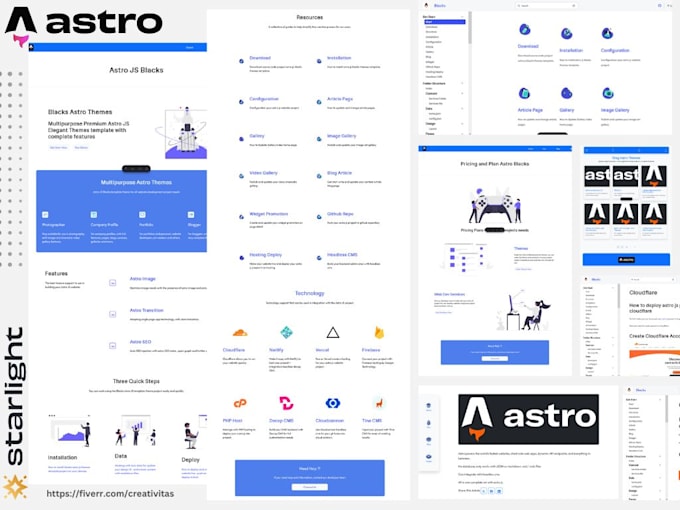 New documentation website astro starlight docusaurus by Creativitas | Fiverr