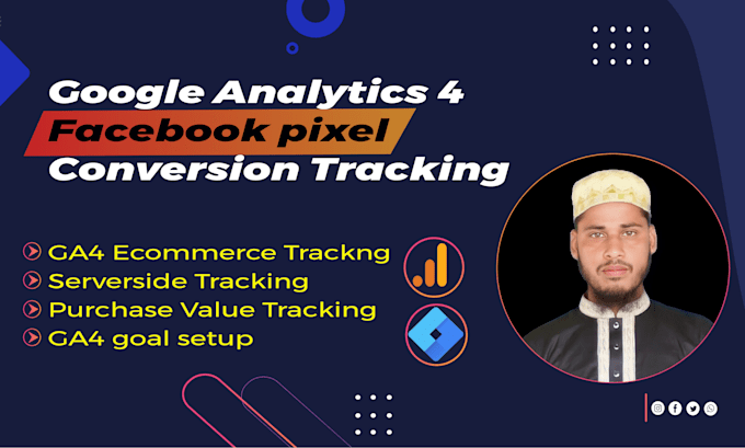 Setup facebook pixel, google analytics 4 ecommerce tracking conversion tracking by Datatrack ...