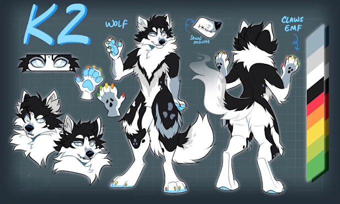 Draw custom furry reference sheet art or oc fursona ref sheet by Michaellriordan | Fiverr