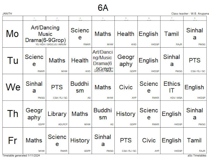 Make any kind of timetable, asc timetable, school, college, university ...