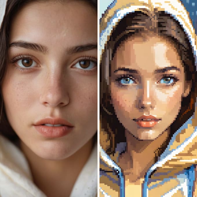 Make an awesome pixel art portrait by Aitmansourmz1 | Fiverr