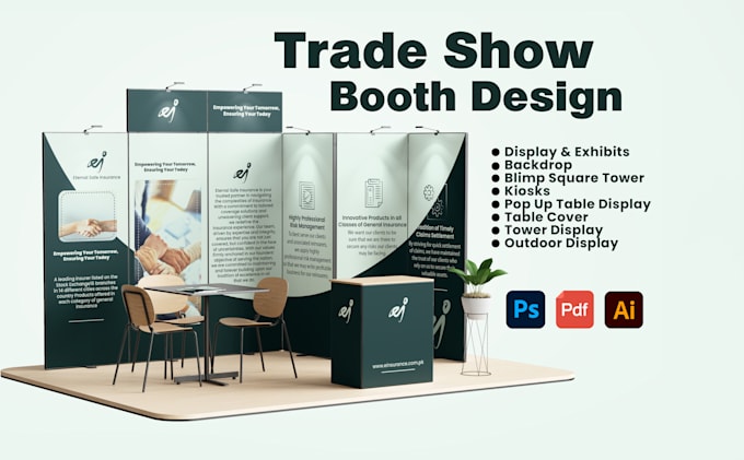 Design trade show booth and backdrop for your exhibition by Mariamarvelous | Fiverr
