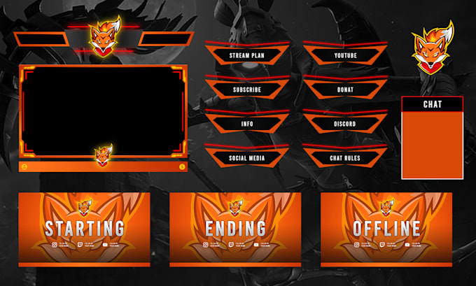 Create a professional twitch overlay stream package by Achraf_hich | Fiverr