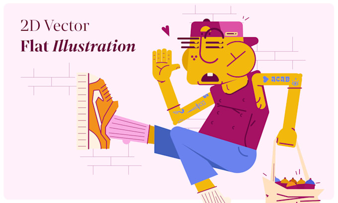 Create beautiful flat illustrations by Santiagobarboza | Fiverr