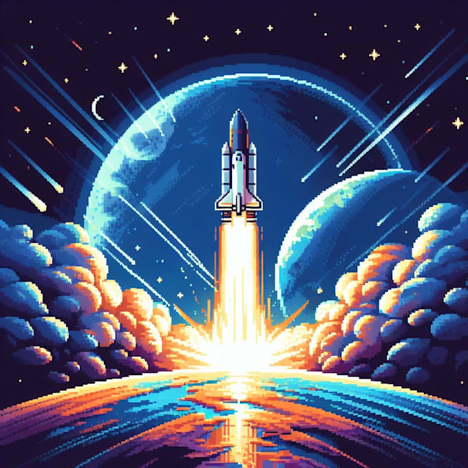 Pixel art space rocket by Takes_dm | Fiverr