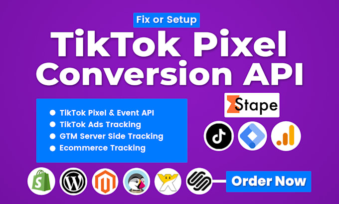 Setup tiktok pixel, tik tok conversion event api, fix gtm server side tracking by Islamhadi | Fiverr