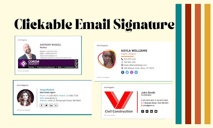 Create clickable html email signature, clickable gmail signature html by Jahid140545 | Fiverr