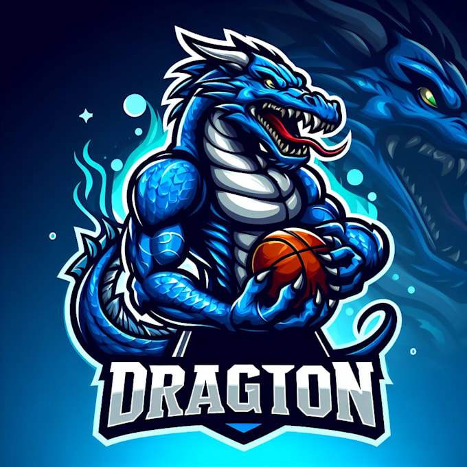 Design an awesome blue dragon sport mascot logo by Faney_gusht | Fiverr