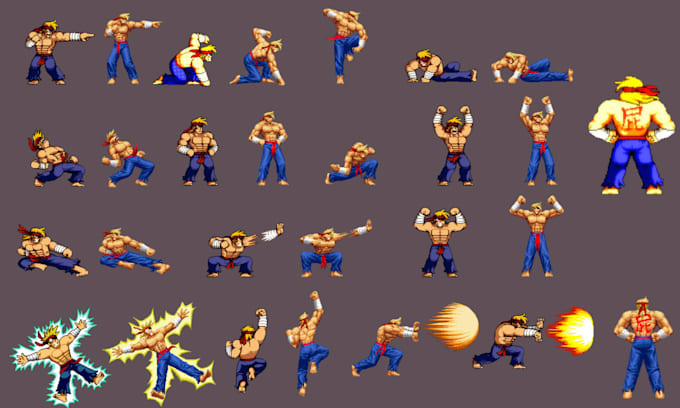 Draw game asset 2d character sprite sheet for video game art and vtuber ...