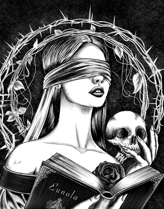 Create your black and white illustration dark art thame by Nuupen | Fiverr