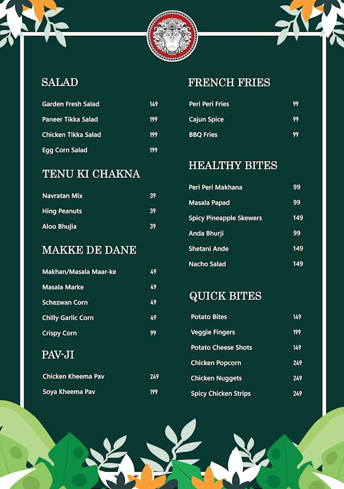 Design the menu for you by Eshikasethia29 | Fiverr