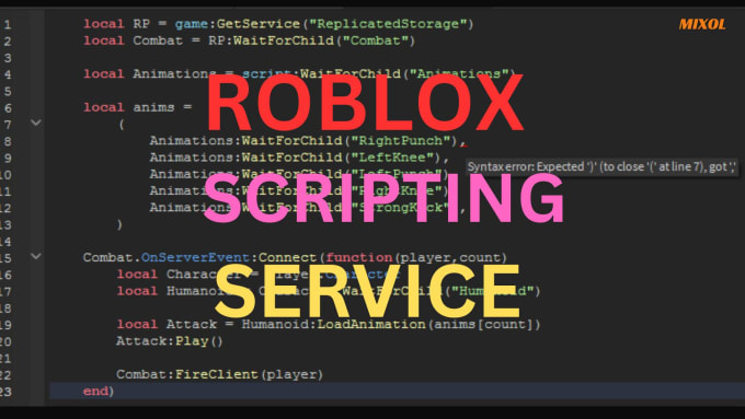 Make a realistic roblox scripting for your roblox game in roblox studio ...