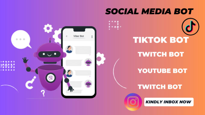 Build automated tiktok bot, twitch bot, viber bot, youtube bot ... Build automated tiktok bot, twitch bot, viber bot, youtube bot ...