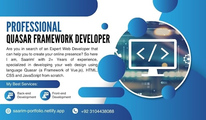 Create your website design with quasar framework by Saarim2434 | Fiverr