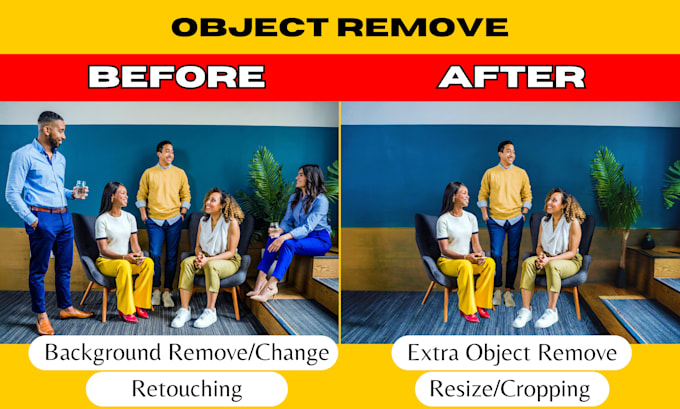 Object remove , background remove , text , logo retouch etc by Brainedits | Fiverr