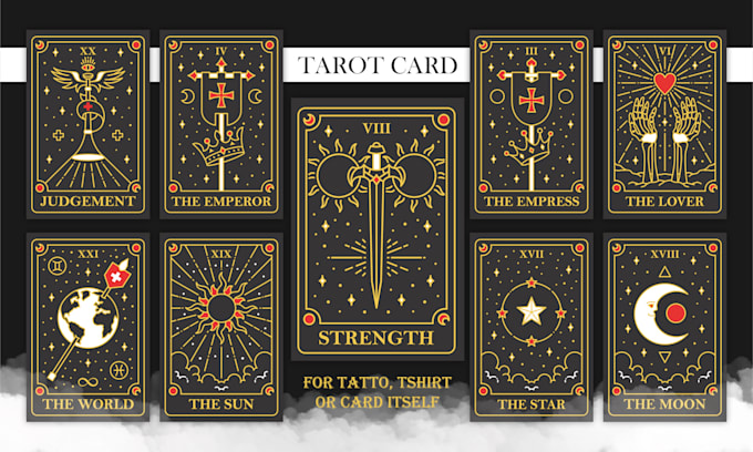 Draw line art tarot card design for brand, tshirt, tattoo or logo by ...