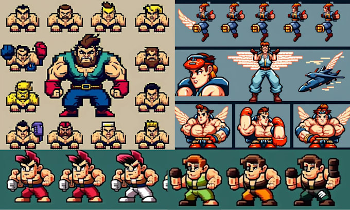 Draw 2d sprite sheet game character pixelart, 2d sprite png maker for ...