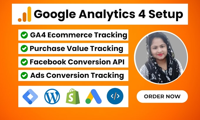 Setup google analytics 4 for ga4 ecommerce tracking with gtm by Trackingtoper | Fiverr