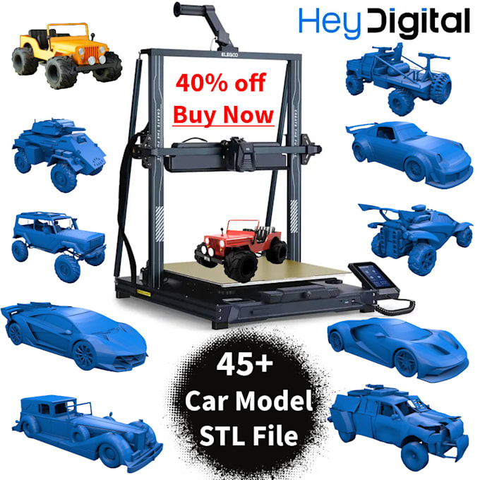 Provide you pre build 3d printing design 40 car model for 3d printing ...