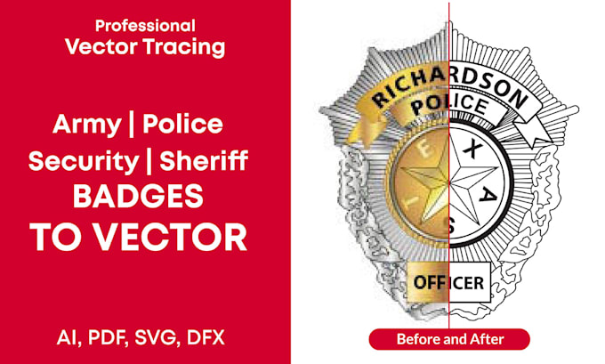 Convert police security badges to vector ai svg dfx by Expertvectorg ...