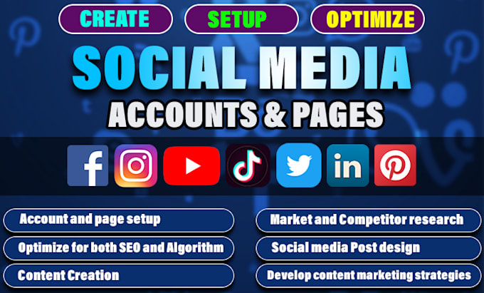 Create all social media accounts and business pages setup,design and ...