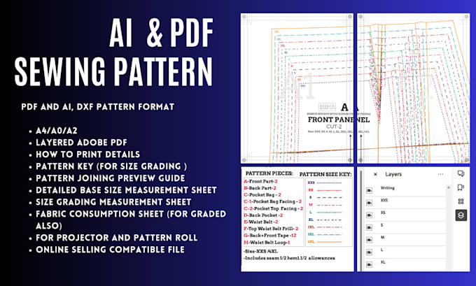 Do pdf sewing pattern, layered, dxf, rul, ai, alterations by Shristi7 ...