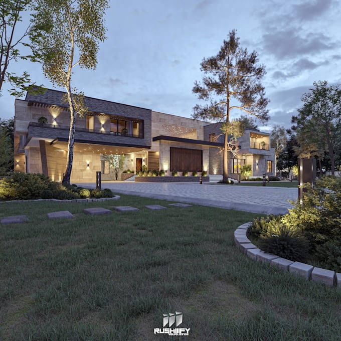 Create hyper realistic architectural exterior visualization by ...