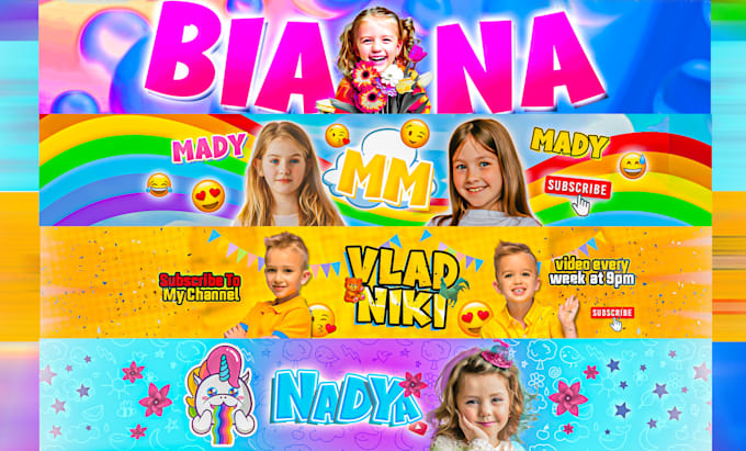 Design youtube banner and logo for your kids, children channel by ...