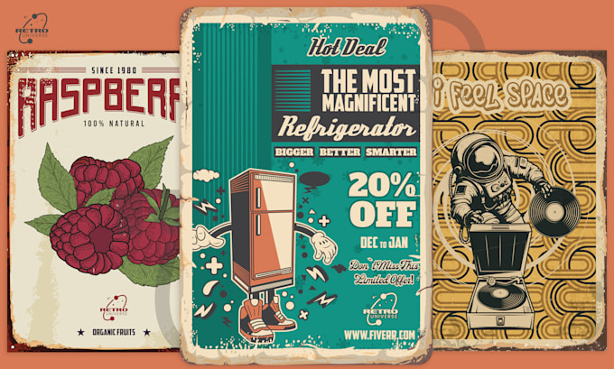 Design outstanding retro vintage poster design by Retro_universe | Fiverr