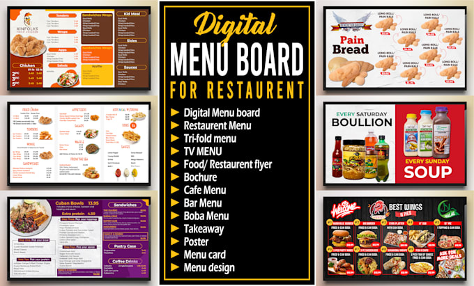 Create a digital menu board digital menu for a restaurant menu design ...