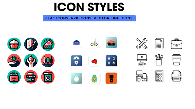 Design 2d custom and unique flat icons by Areez_abd10 | Fiverr