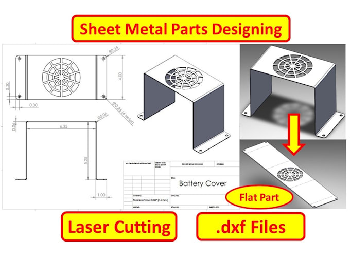 Design sheet metal parts and do dxf files for laser cutting by Waseem ...