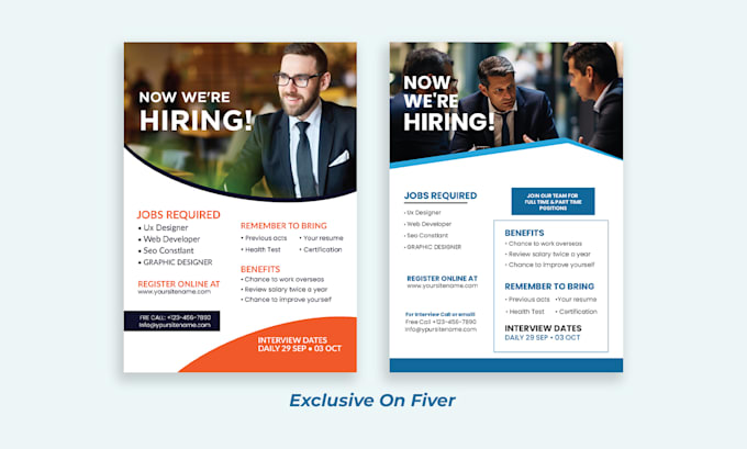 Design job recruitment business hiring flyers for the available jobs by ...