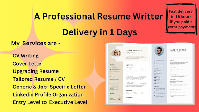 Rewrite and edit your cv or resume with attractive design by Rudra_kamal | Fiverr