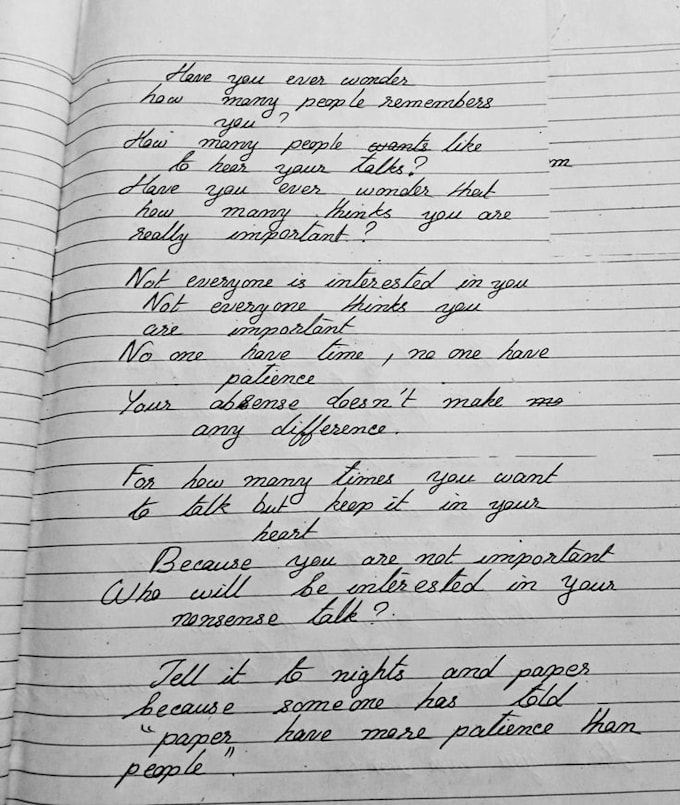 Write anything in a beautiful handwriting by Anonymoususerr | Fiverr