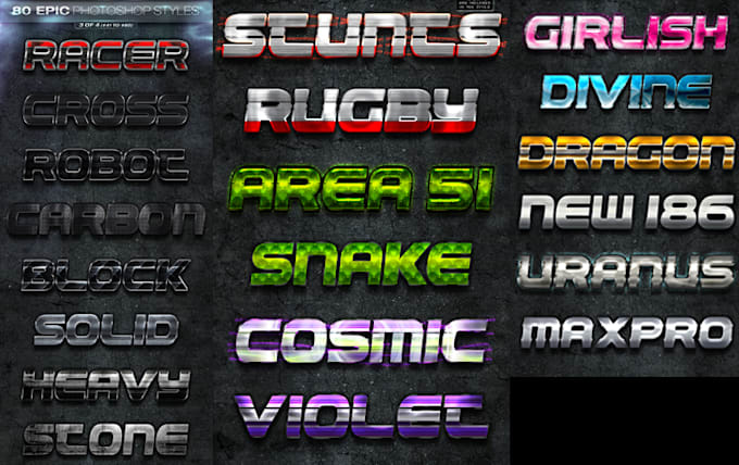 80 epic text styles for photoshop by Rossella80 | Fiverr