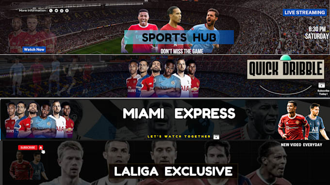 Design youtube banner and logo for football and game channel by Uzi ...