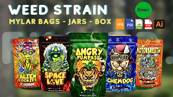 Design unique cannabis pouch, mylar bags, cbd products, weed strain ...