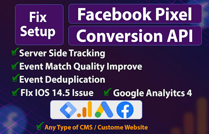 Setup facebook pixel, fix meta conversion api, gtm server side tracking expert by Studio71_pro ...