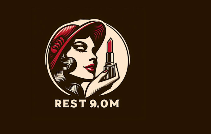 Design retro vintage woman lipstick logo with satisfaction guaranteed ...