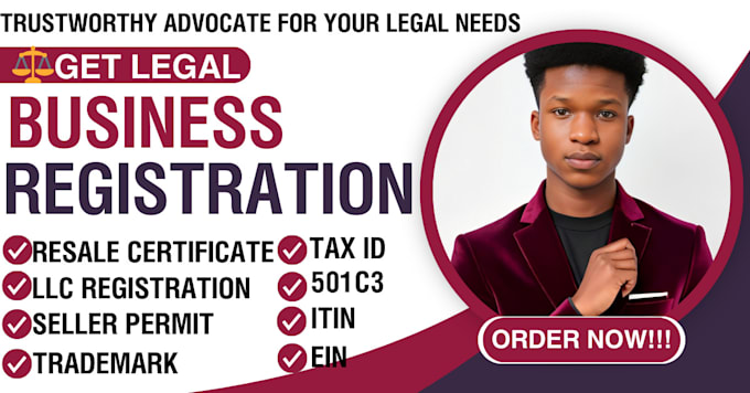 Do llc registration, file 501c3, resale certificate, register trademark ...