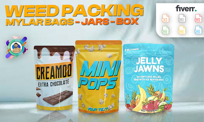 Design weed pouch, mylar bag packaging, product design by ...