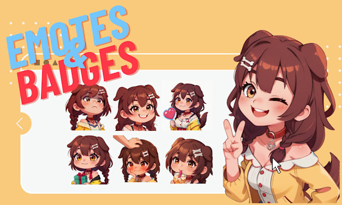Draw anime emotes sticker and sub badges for twitch youtube discord etc ...