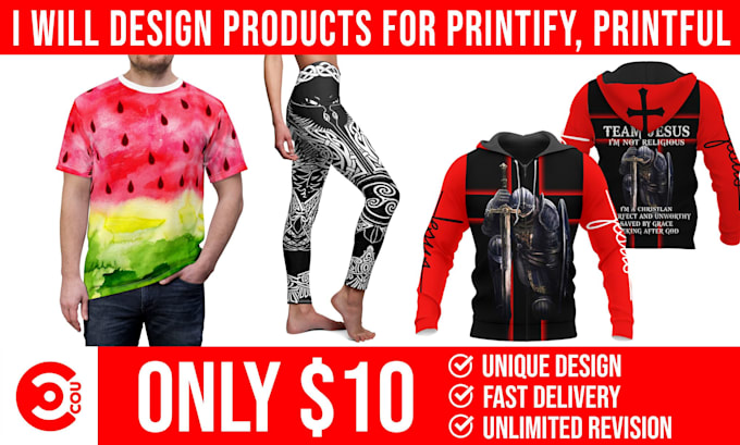Design products for printify, printful by Coudesign | Fiverr