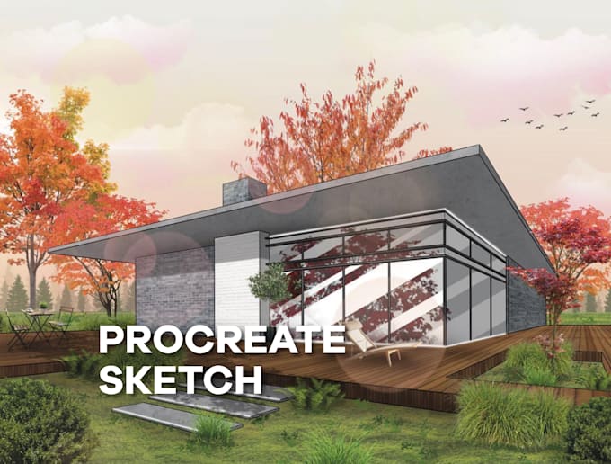 Procreate sketch house drawing architecture visualization by Designodaniela | Fiverr